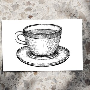 Tea Party Line Drawing. Vector Sketch Art. Matcha Bowl, Jasmine Plant ...