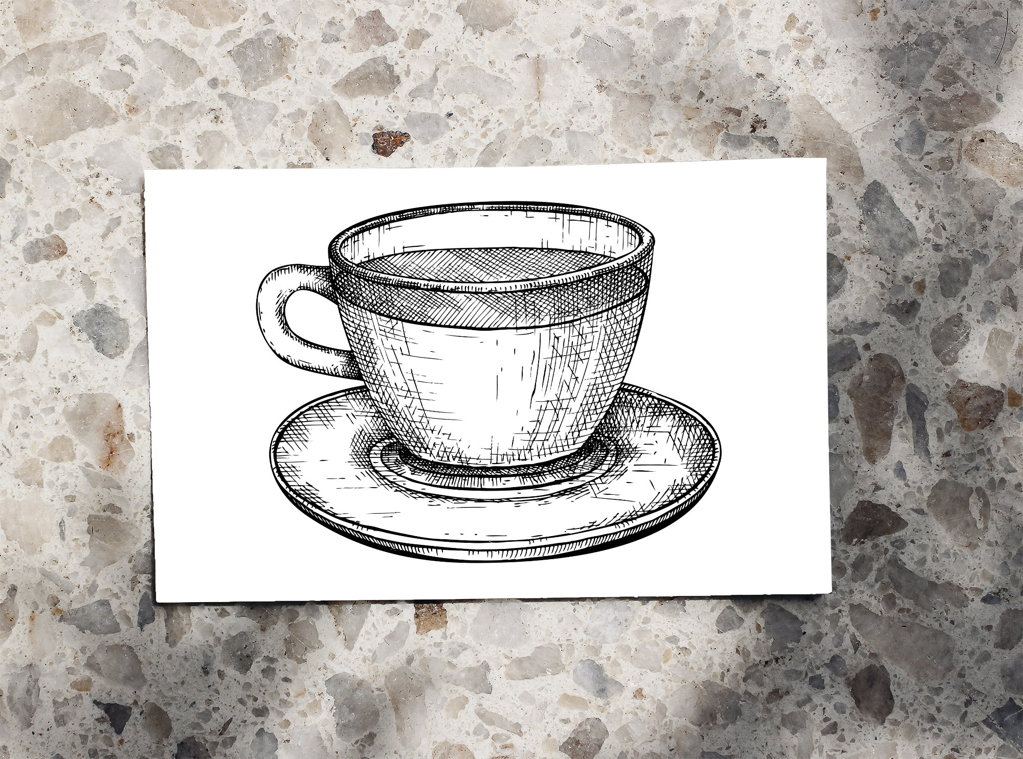 Tea Party Line Drawing. Vector Sketch Art. Matcha Bowl, Jasmine Plant ...