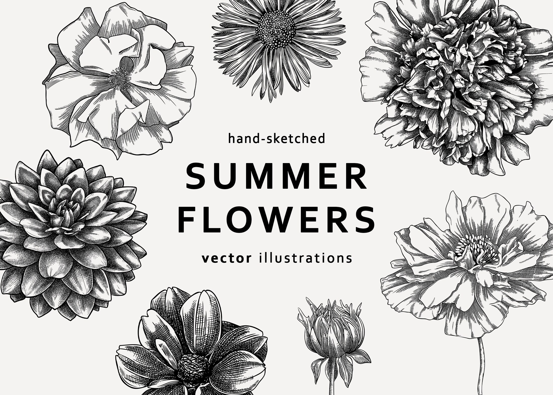 Flower Garden Clipart Black And White