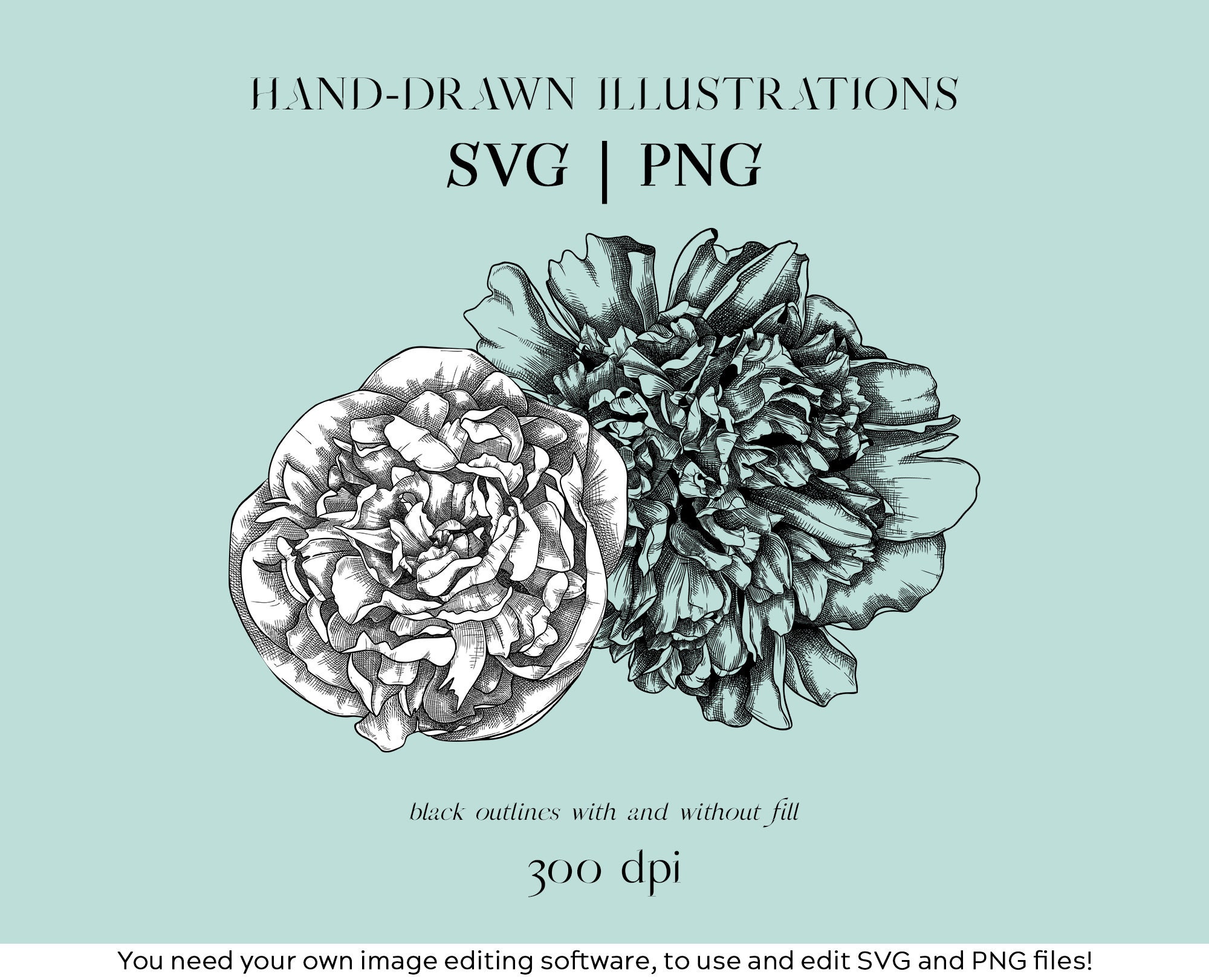 Flowers Garden SVG Files, Floral Vector, Hand Drawn Flowers Vintage SVG ...