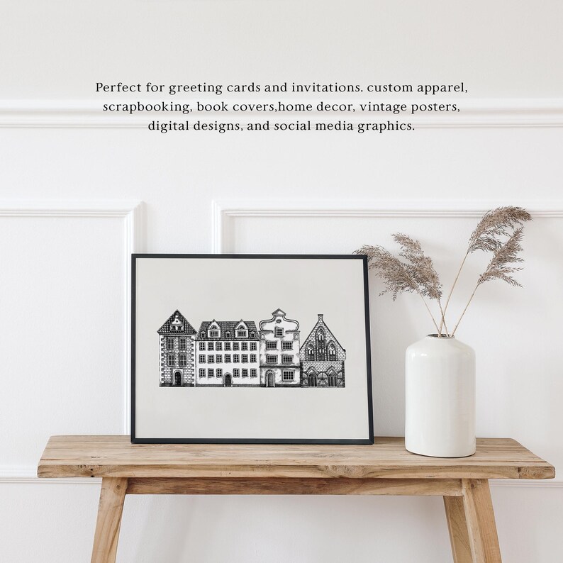 Hand Drawn House Sketch, Architecture Print, Urban Sketching, Vintage ...