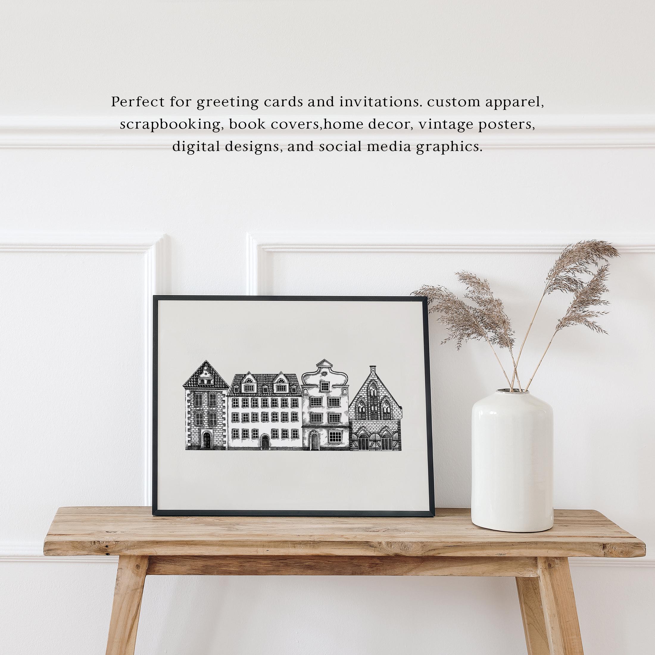 Hand Drawn House Sketch, Architecture Print, Urban Sketching, Vintage ...