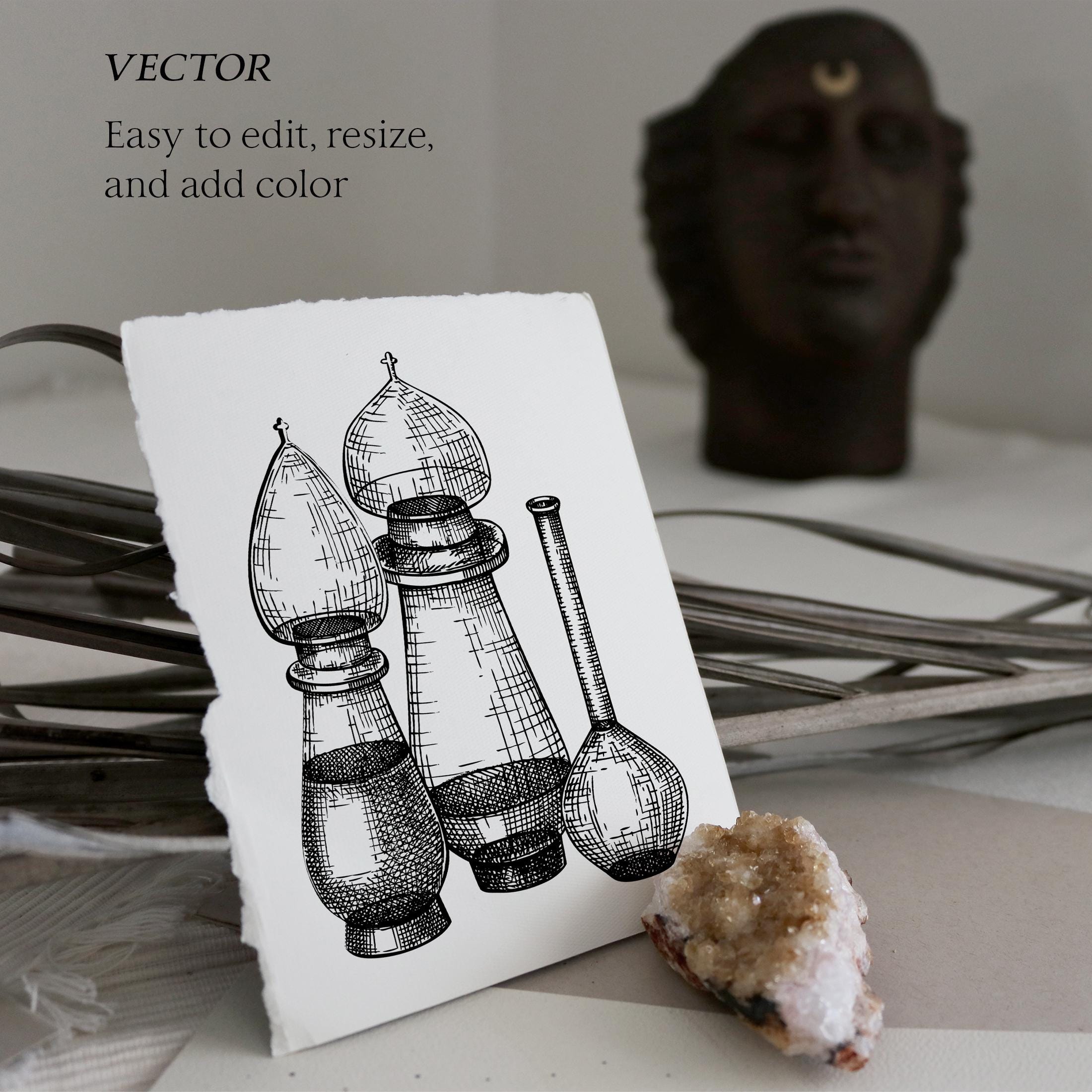 Vintage Glassware SVG Bundle, Dark Akademia Vector Design, Apothecary ...