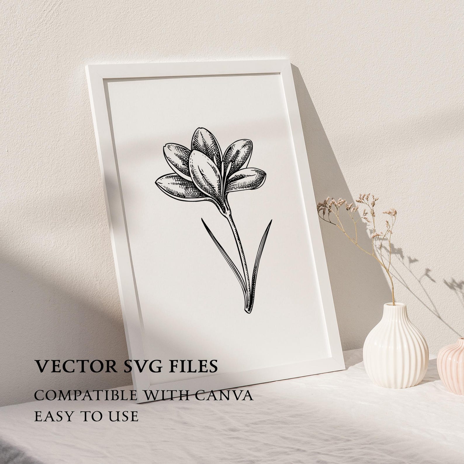 Saffron Crocus Flower Clipart: Hand Drawn Wildflower SVG, PNG, AI ...