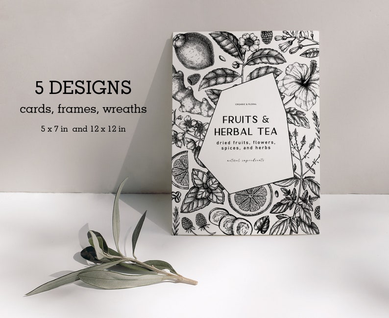 Medicinal Herbs Botanical Sketch, Herbal Tea Classic Clip Art, Tea ...