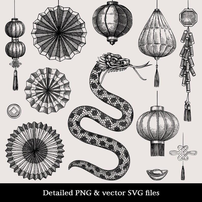 Lunar New Year 2025, Chinese New Year, Year of Snake, Vintage Artwork ...