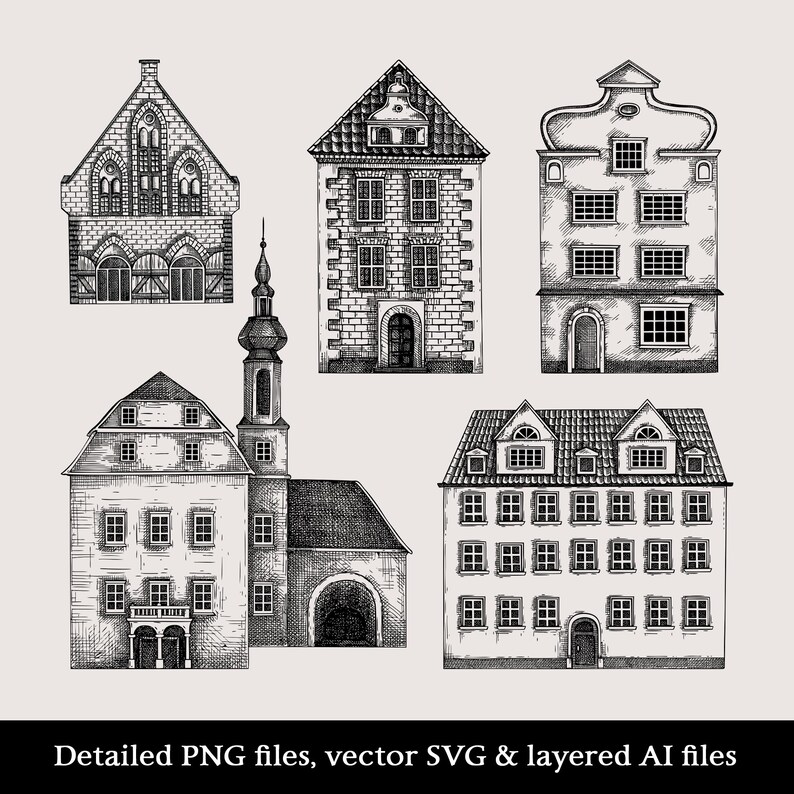 Hand Drawn House Sketch, Architecture Print, Urban Sketching, Vintage ...