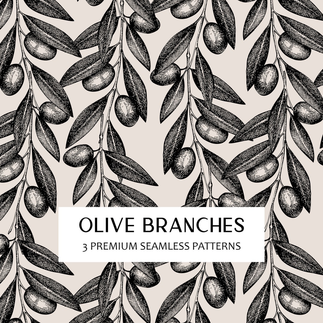 Olive Branch Seamless Pattern PNG: Hand Drawn Food Graphics, Botanical ...