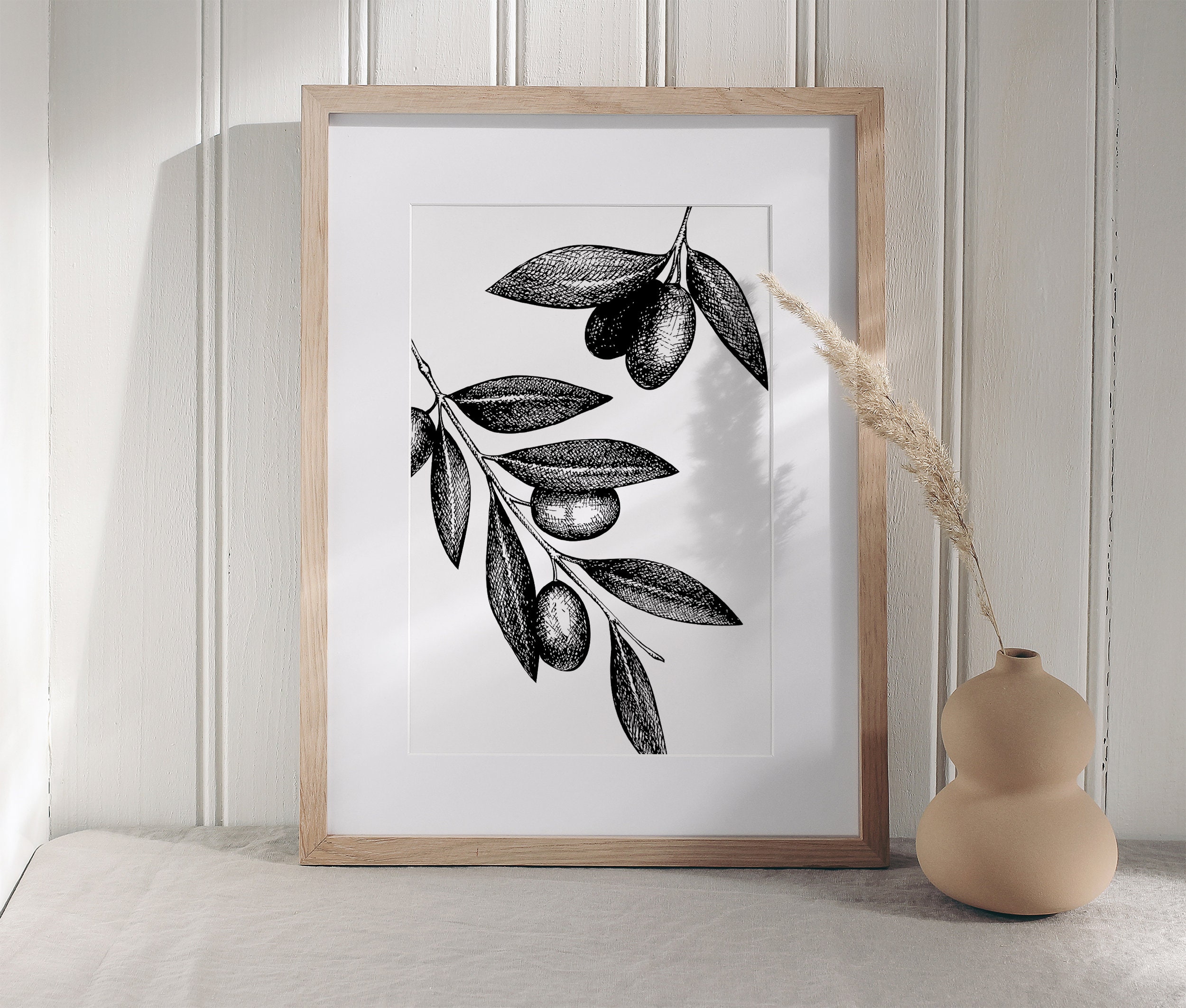 Olive Tree Digital Drawings. Vintage Style Olive Branch Botanical Print ...