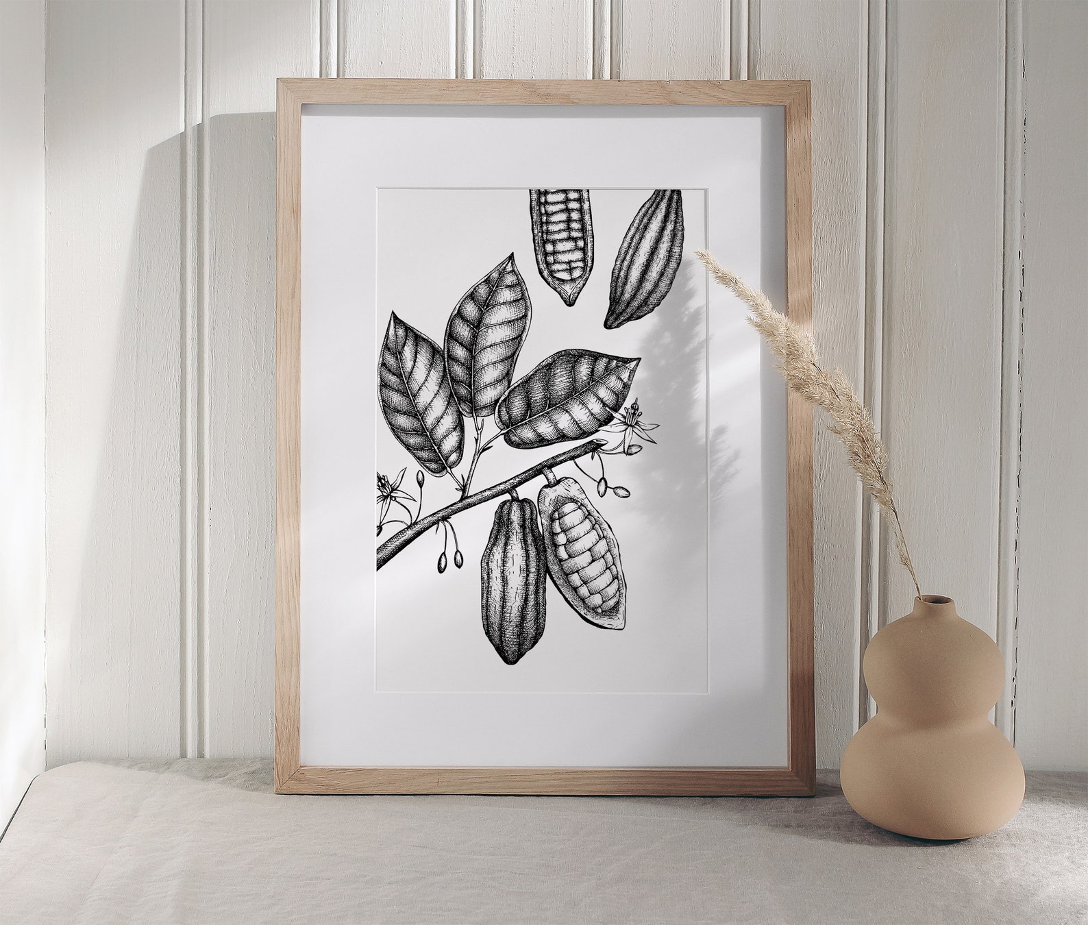 Hand Drawn Cocoa Outline Drawing, Chocolate Logo Design Print, Cocoa ...