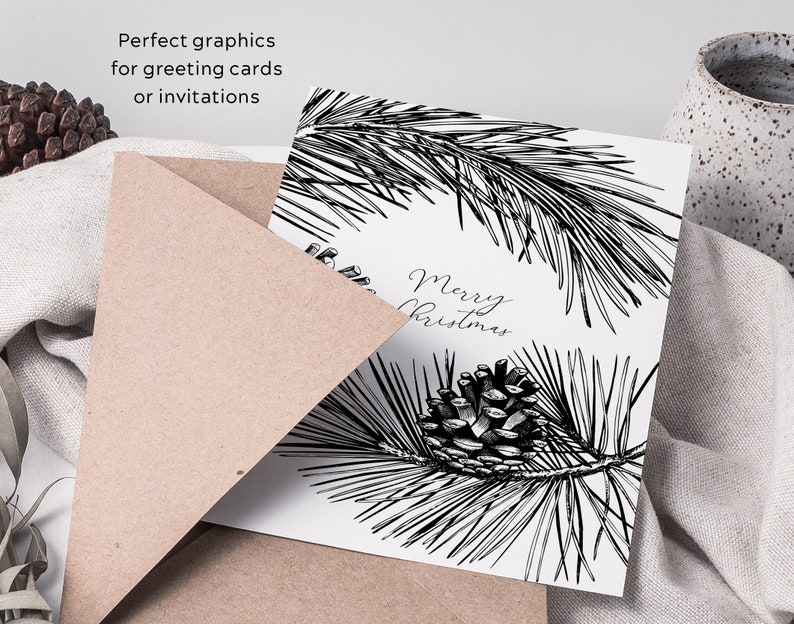 Hand Drawn Pine Tree Vector Files, Pine Cone Vintage Sketch Art ...