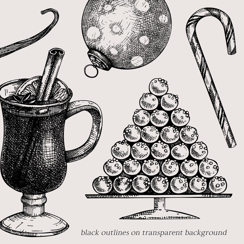Retro Christmas Clipart: Hand-drawn Holiday Designs, Winter SVG, PNG ...