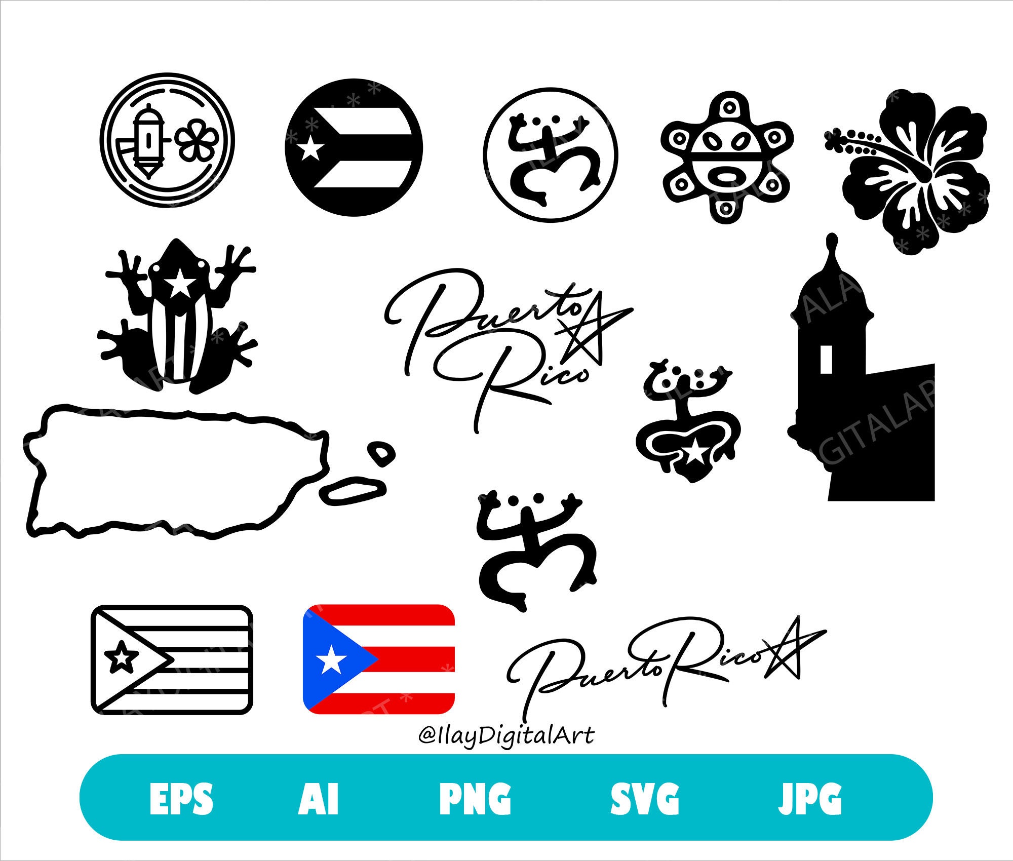 Puerto Rico Bundle Svg Puerto Rico Svg Cricut Digital - Etsy