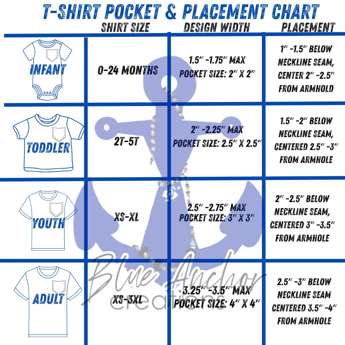 T-shirt Design Placement Chart | Printable Size Guide (digital Download ...