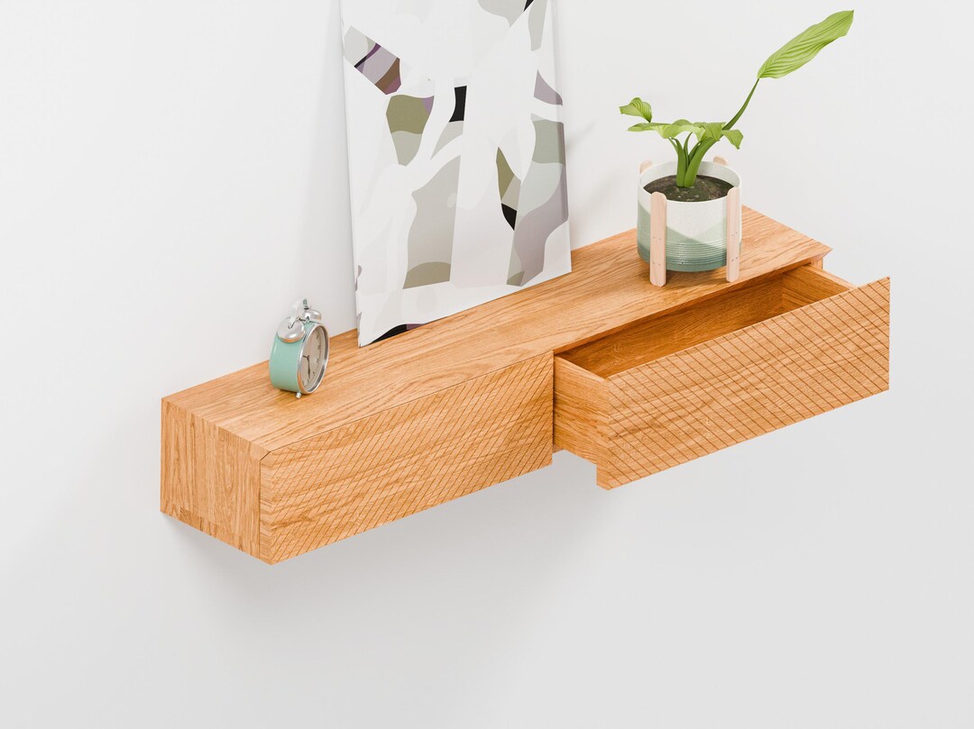 Modern Floating Console Table, Solid Oak Floating Entryway Table, Wall ...
