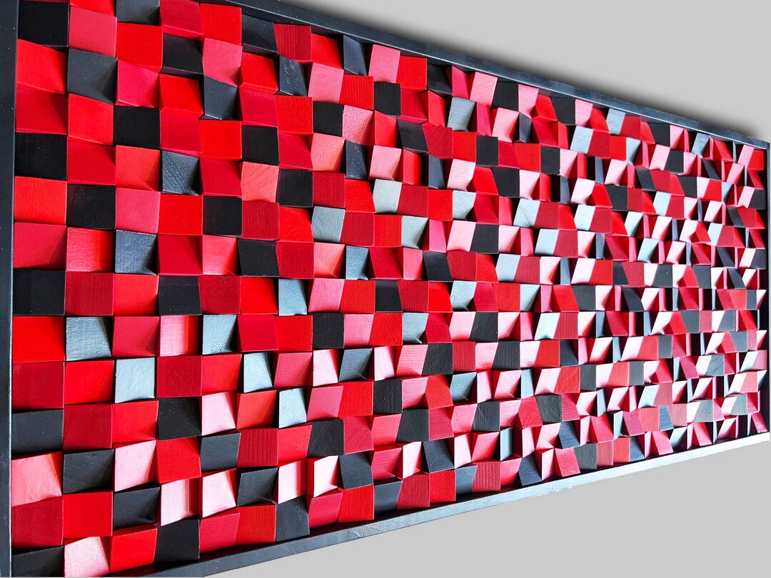Wood Sound Diffuser Wall Art: Red & Black Minimalist Decor - Etsy