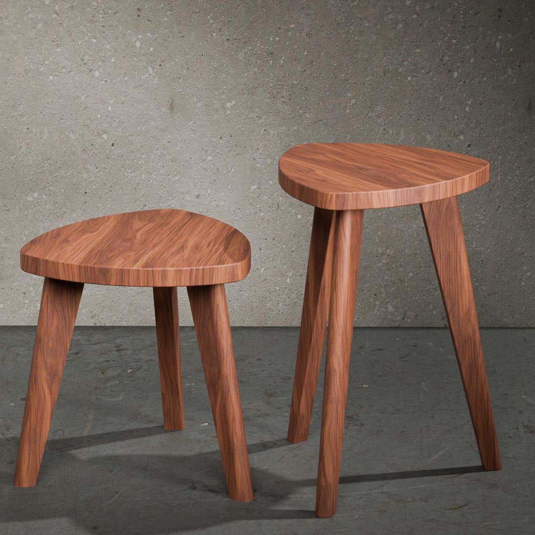 Luxurious Walnut Wood Stools | Stepping Stool | Mid Century Modern ...