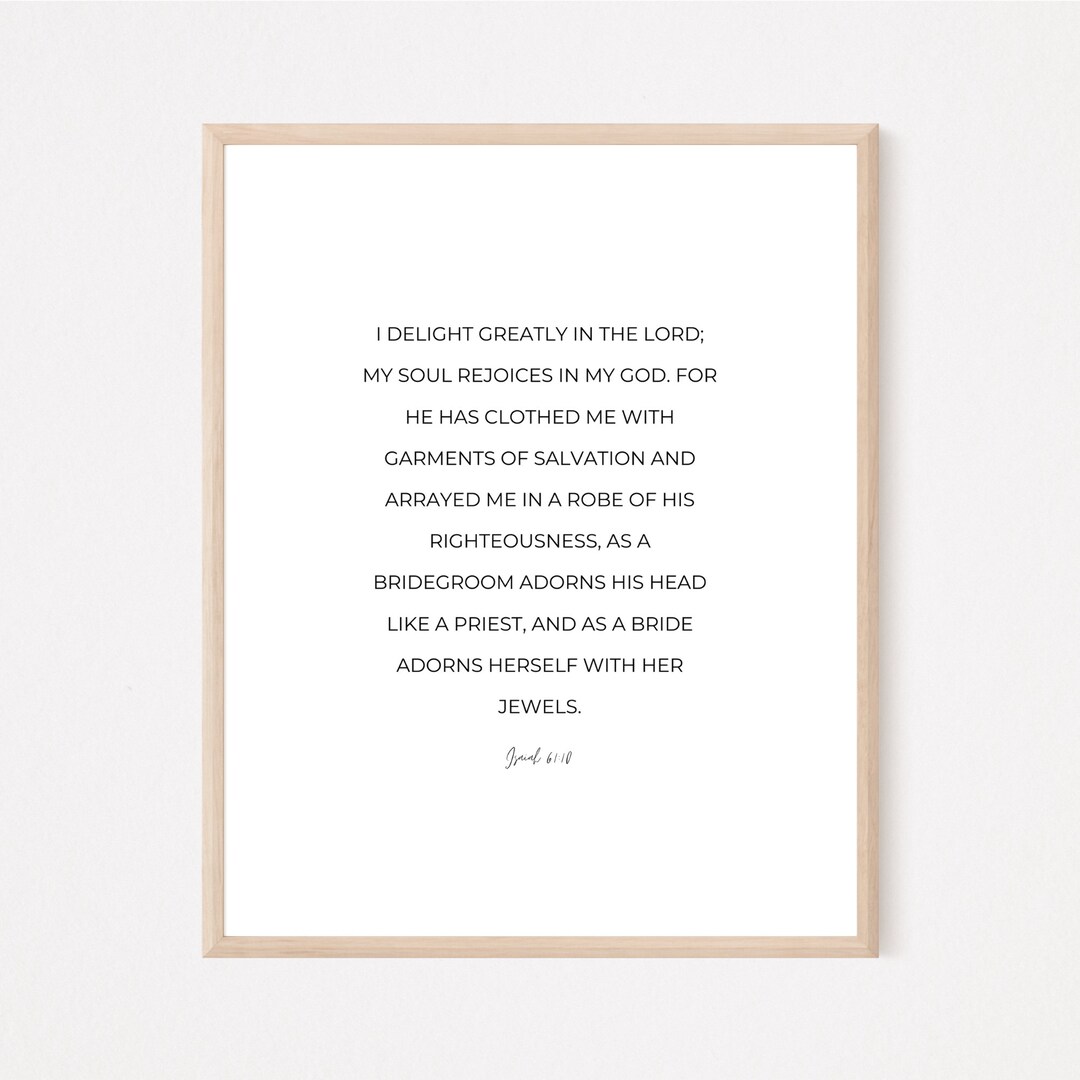 Isaiah 61:10, Christian Wall Art, Neutral Minimal Bible Verse Print ...