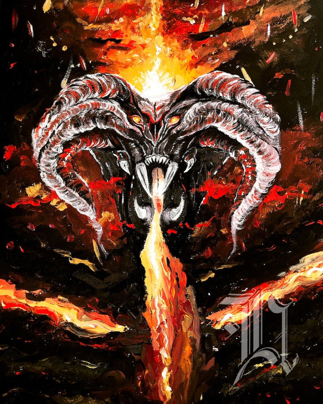 Balrog Lord of the Rings Painting High Quality A3 Print - Etsy