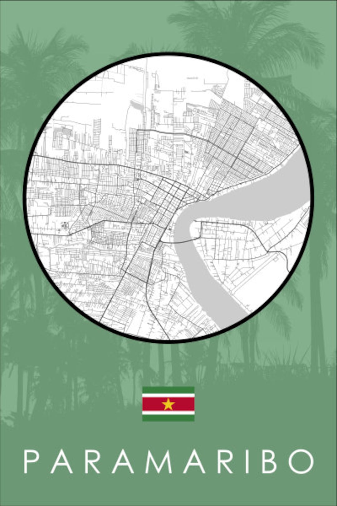 Map of Paramaribo on Canvas - Etsy