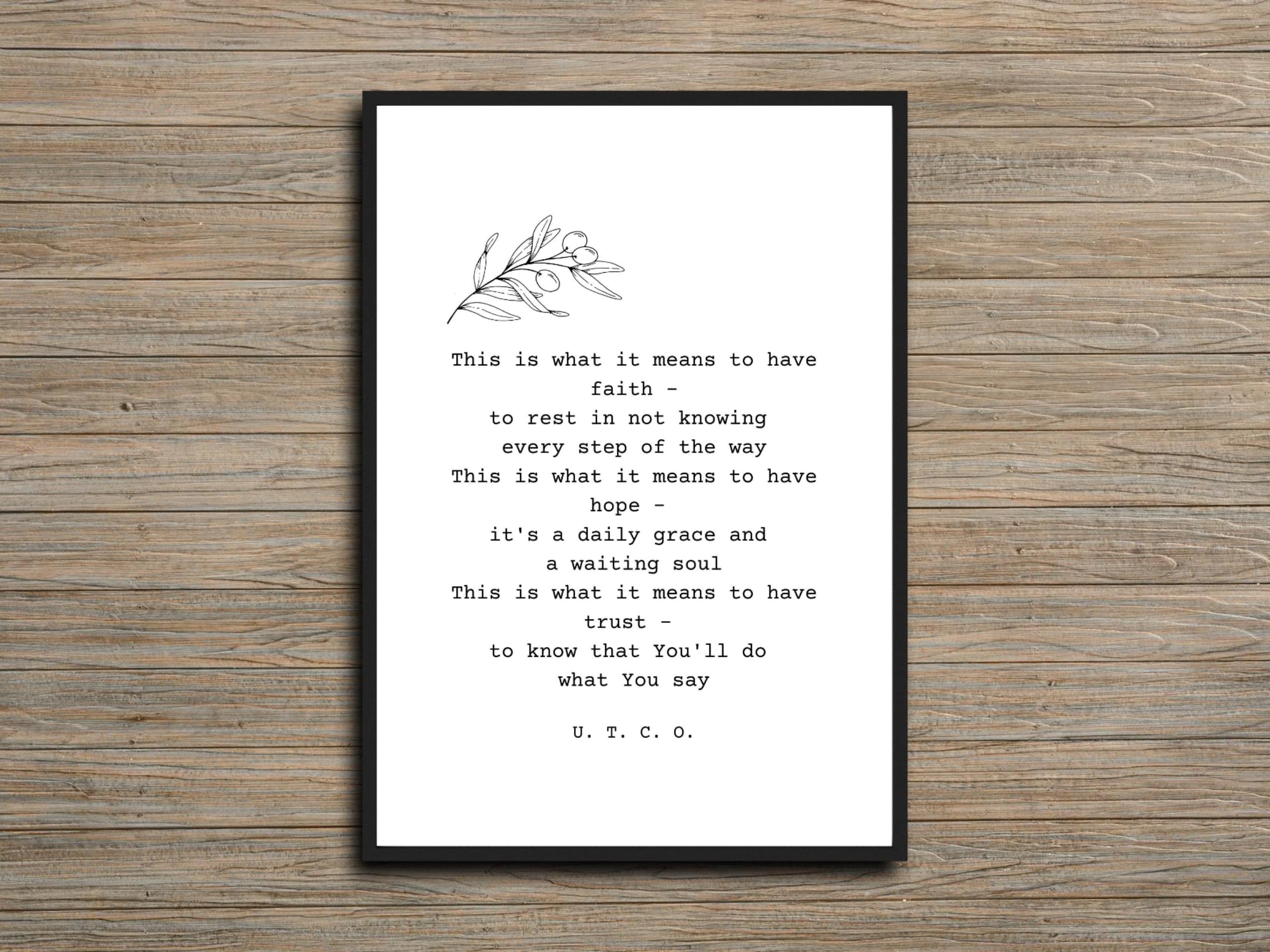 Faith Hope and Trust Poem Digital Art Print Poems for Your Homes Poetry ...