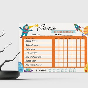 Editable Aerospace Chore Chart for Kids, Daily Task List for Children ...