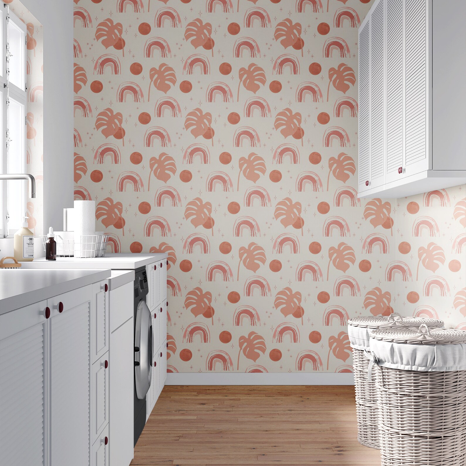 Palms and Rainbows Removable Wallpaper Abstract Pattern Wall | Etsy