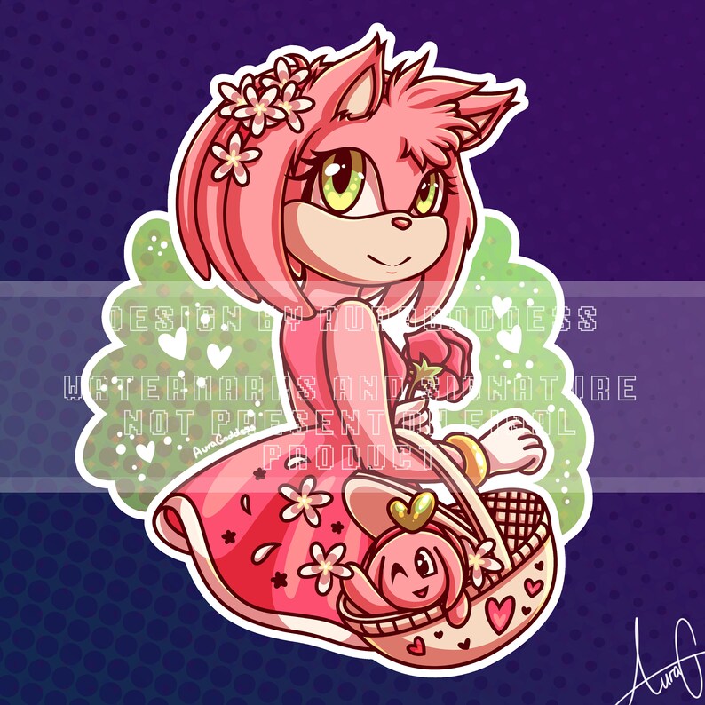 REDUCED Cute Chibi Amy Rose Chao // Matte Vinyl Sticker // - Etsy