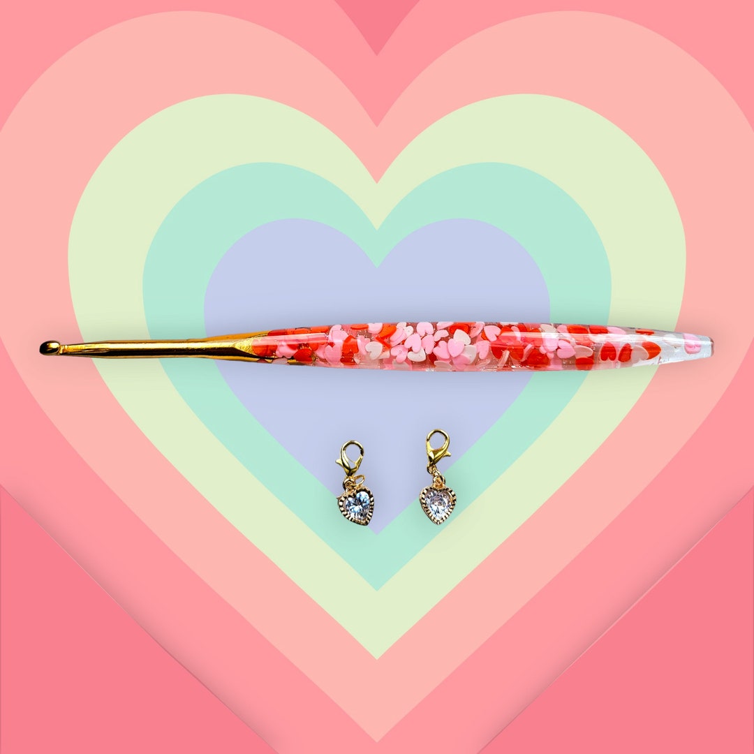 Heart Crochet Hook! With 2x Heart Stitch Markers - Etsy