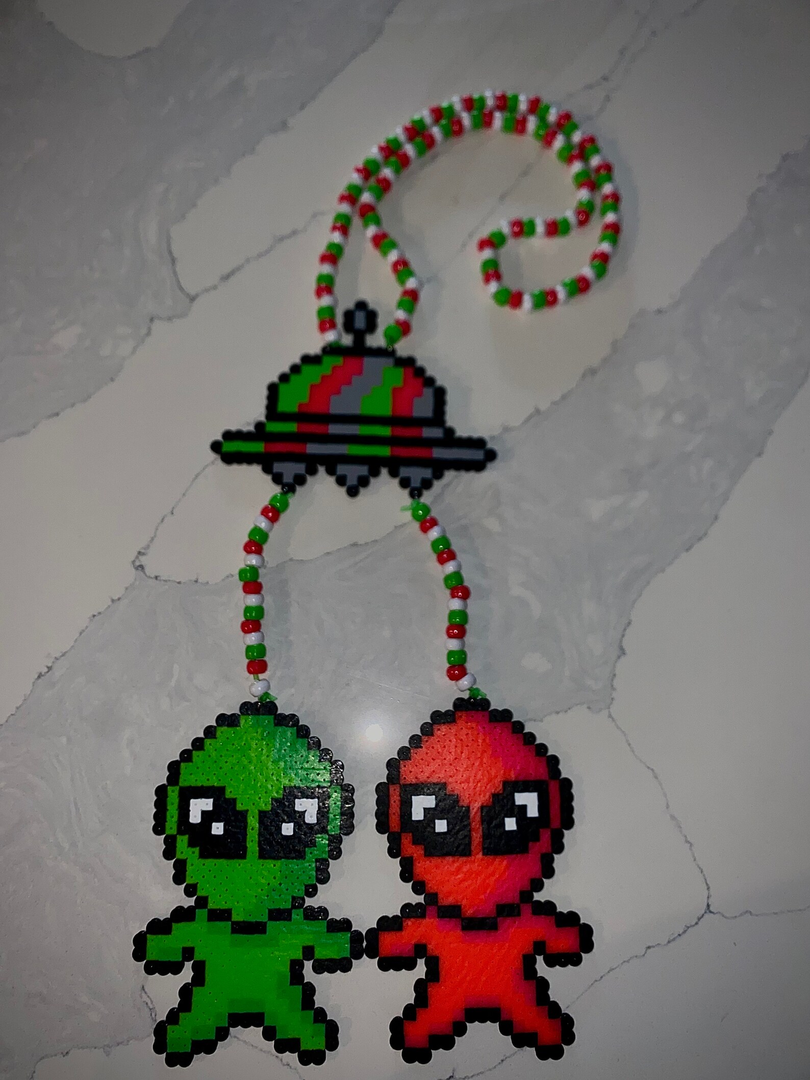 Alien Perler Bead Necklace, Kandi Necklace, Perler Bead Necklace, Alien ...