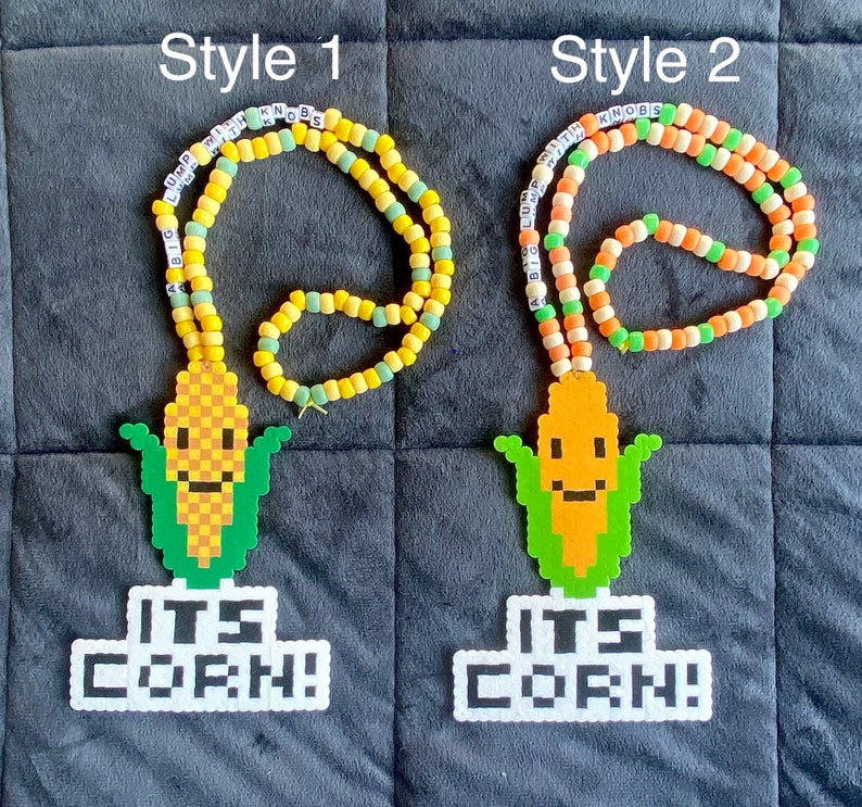 Its Corn Perler Necklace, Its Corn Necklace, Rave Perler Necklace, Rave ...