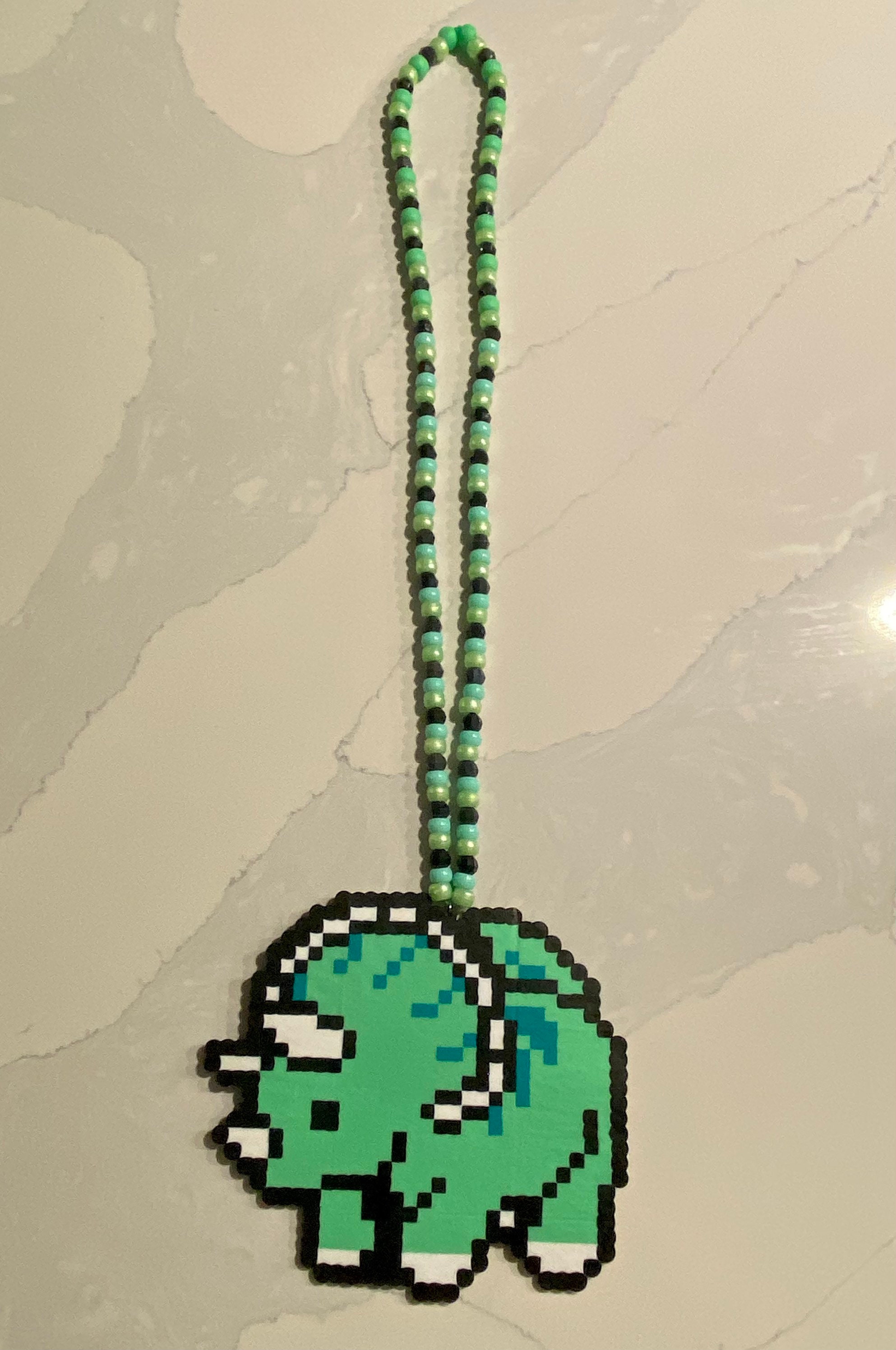 Dinosaur Perler Necklace, Rave Perler Necklace, Triceratops Perler ...