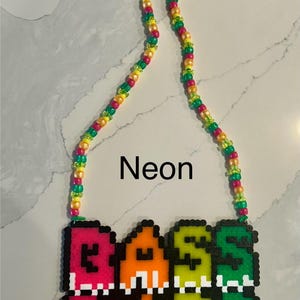 Bass Babe Perler Necklace, Rave Perler, Festival Perler, Trippy Perler ...