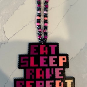 Eat Sleep Rave Repeat Perler Necklace, Rave Perler Necklace, Festival ...