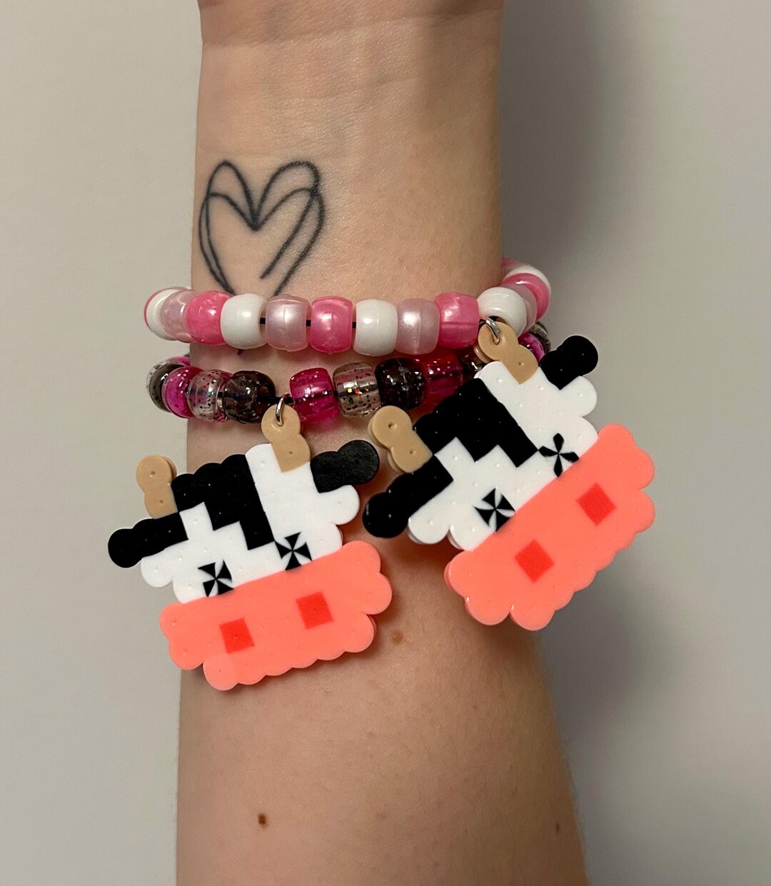 Trippy Cow Perler Bracelet, Perler Kandi, Trippy Cow Perler Kandi, Cow ...