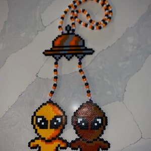 Alien Perler Bead Necklace, Kandi Necklace, Perler Bead Necklace, Alien ...