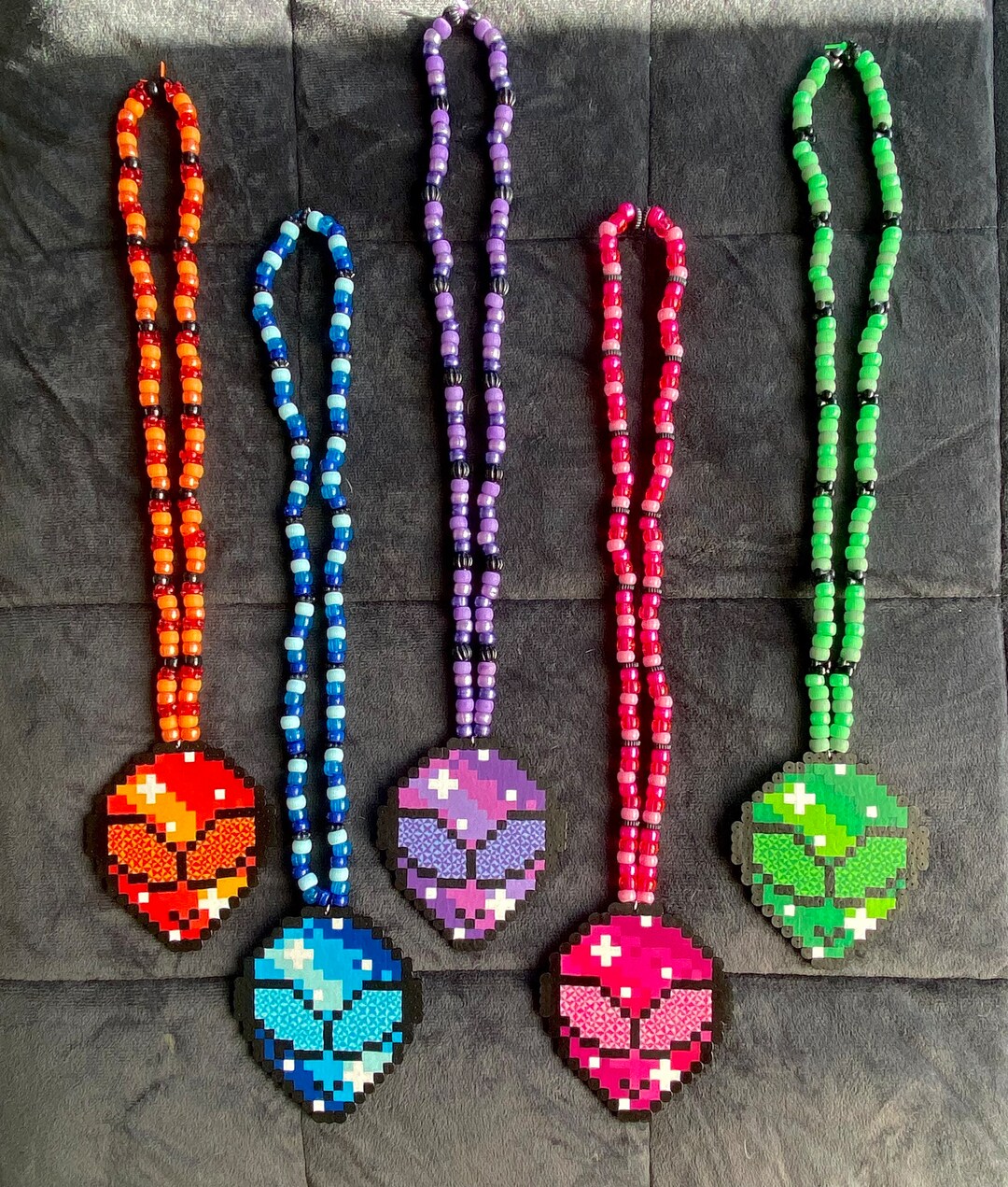 Trippy Alien Perler Necklace, Trippy Perler Necklace, Rave Perler ...