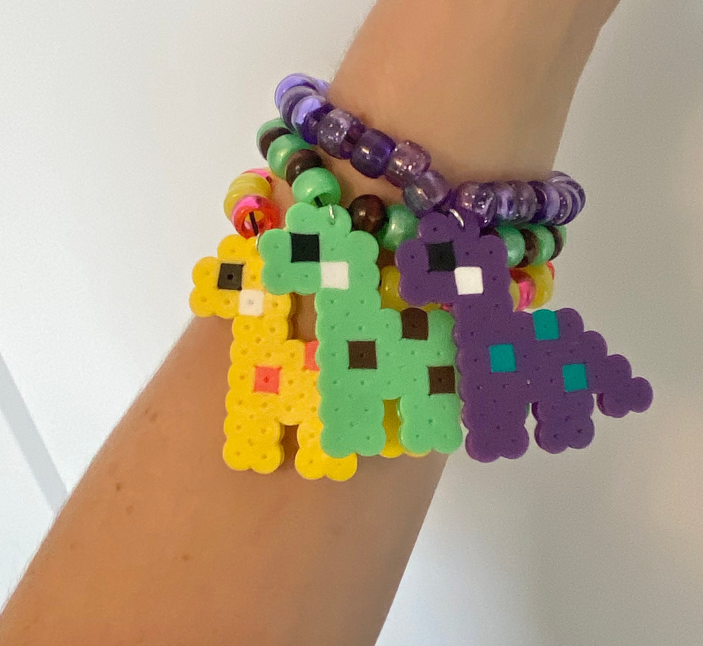 Dinosaur Perler Kandi Dinosaur Perler Bracelet Perler Kandi - Etsy Canada