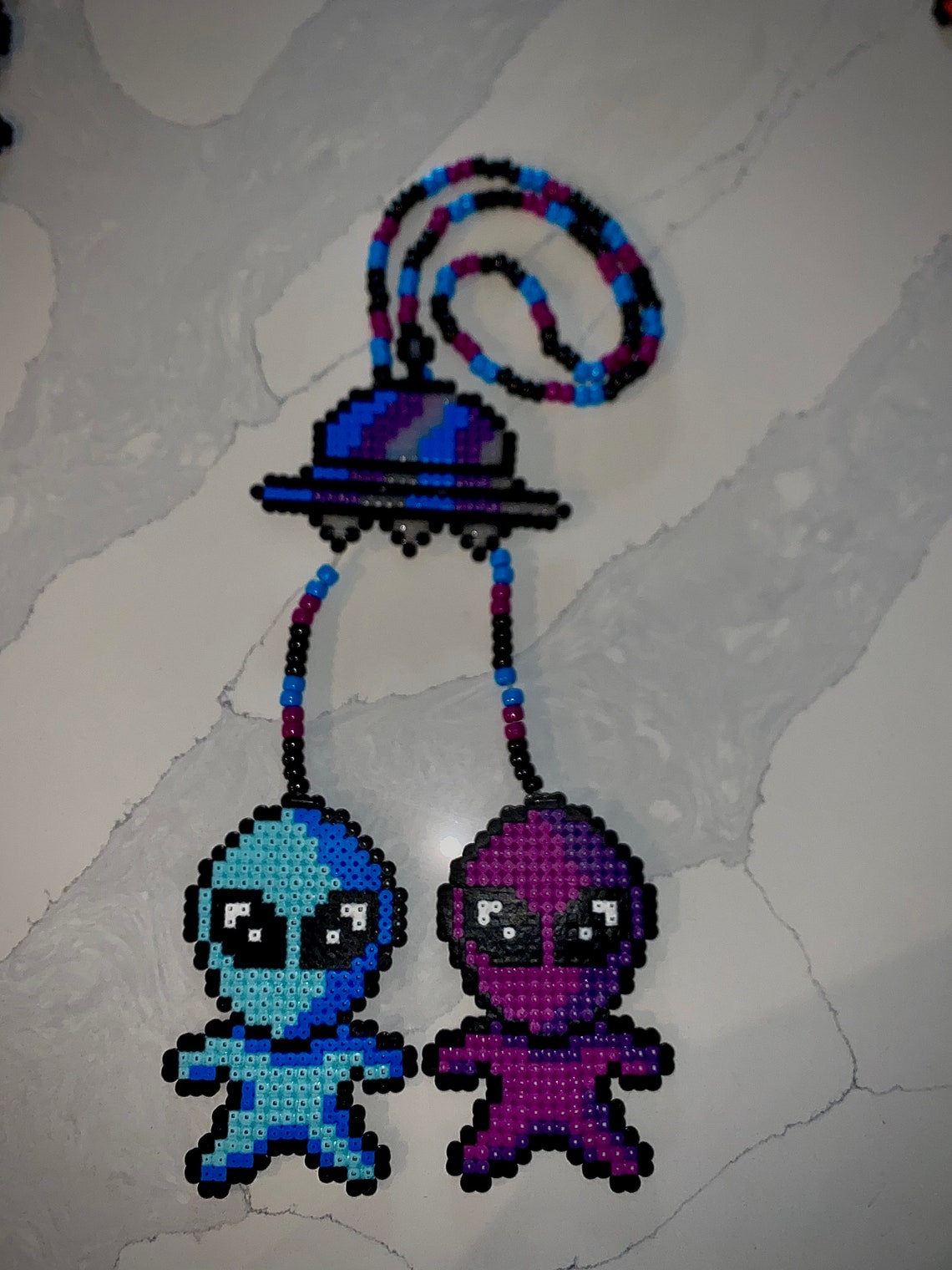 Alien Perler Bead Necklace Kandi Necklace Perler Bead | Etsy