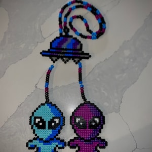 Alien Perler Bead Necklace, Kandi Necklace, Perler Bead Necklace, Alien ...
