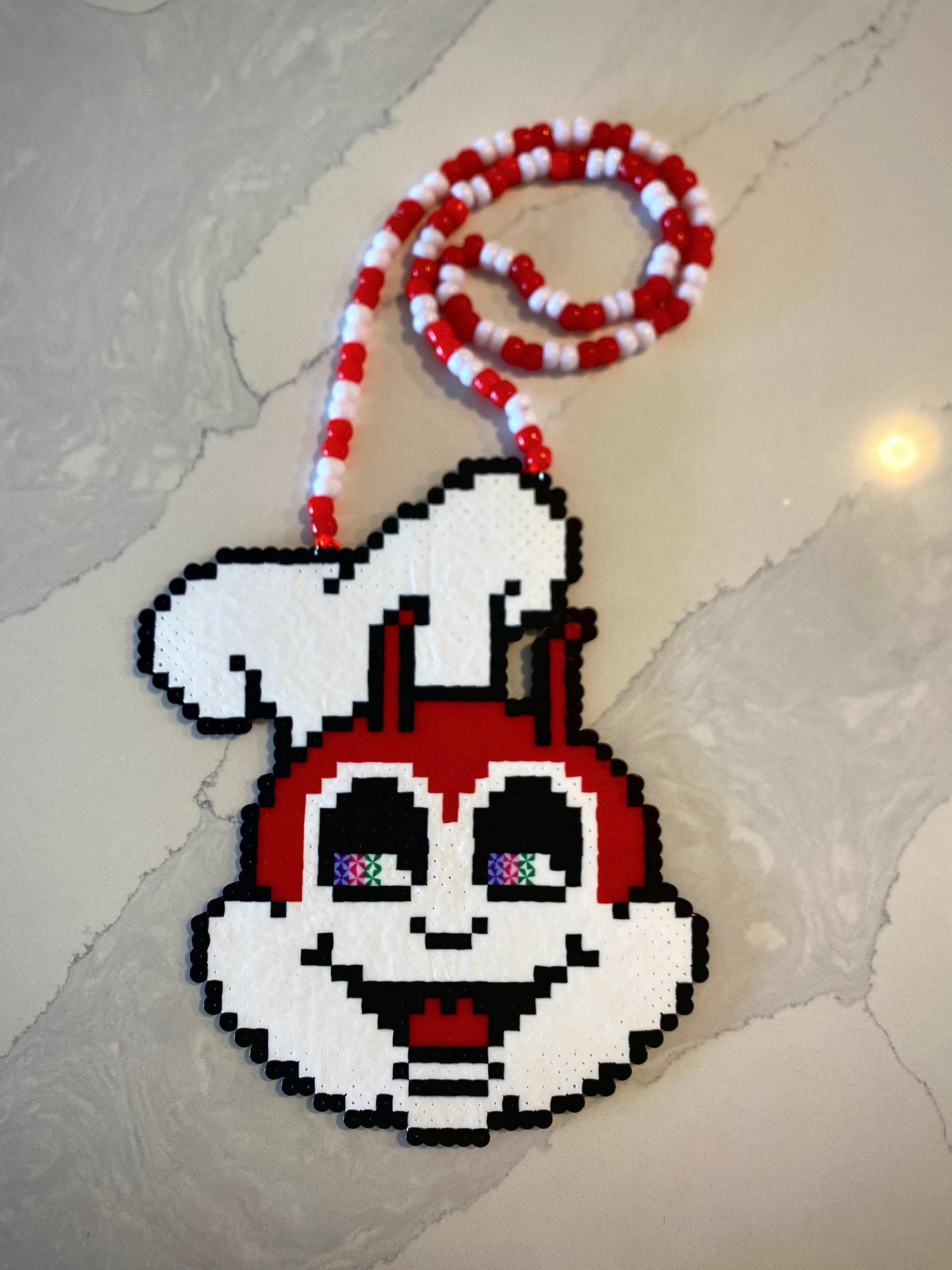 Jollibee Perler Necklace, Perler Bead Art, Trippy Perler, Perler Bead ...
