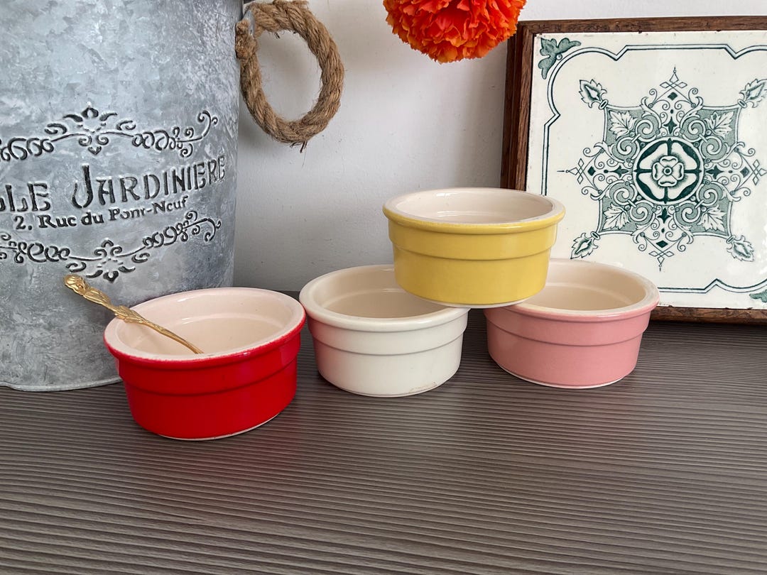 4 X Cermer Multi Colour Ceramic Ramekins, Soufflé Dishes, Custard Pots ...