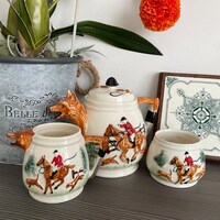 Perfect Fox Tea Set / Hunt and Fox's Head Spout Teapot / Hunt Scene ...