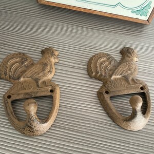 2 X Cast Iron Chicken Hooks, Coat Hooks, Tea Towel Holder, Farmhouse ...