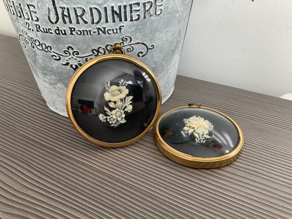 2 Vintage Peter Bates Miniature Cameos Round Framed With - Etsy UK