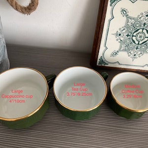 Authentic APILCO Coffee Cup and Saucer, Vintage Green and Gold Bistro ...