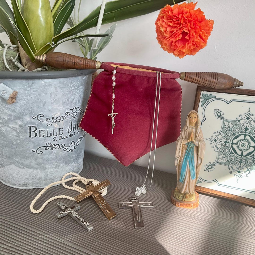 Vintage Red Velvet Offering Bag: Catholic Church Collection - Etsy