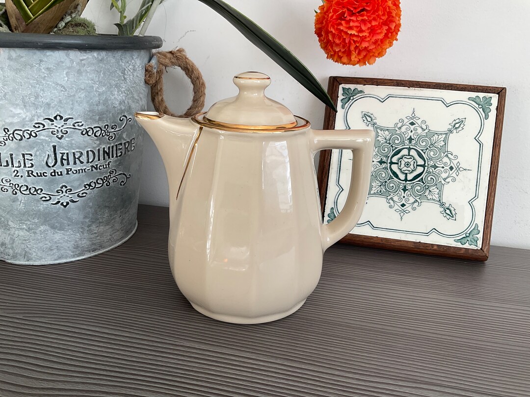 RARE APILCO Taupe and Gold Large Coffee/teapot , Yves Deshoutieres ...