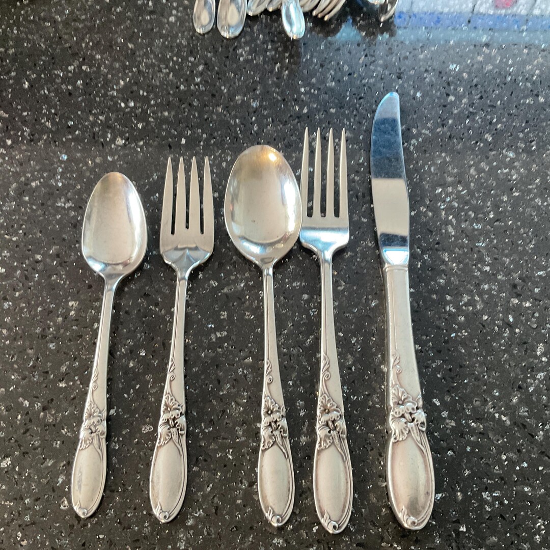 Vintage White Orchid 5 Piece Cutlery Set 8 Sets Available, Community ...