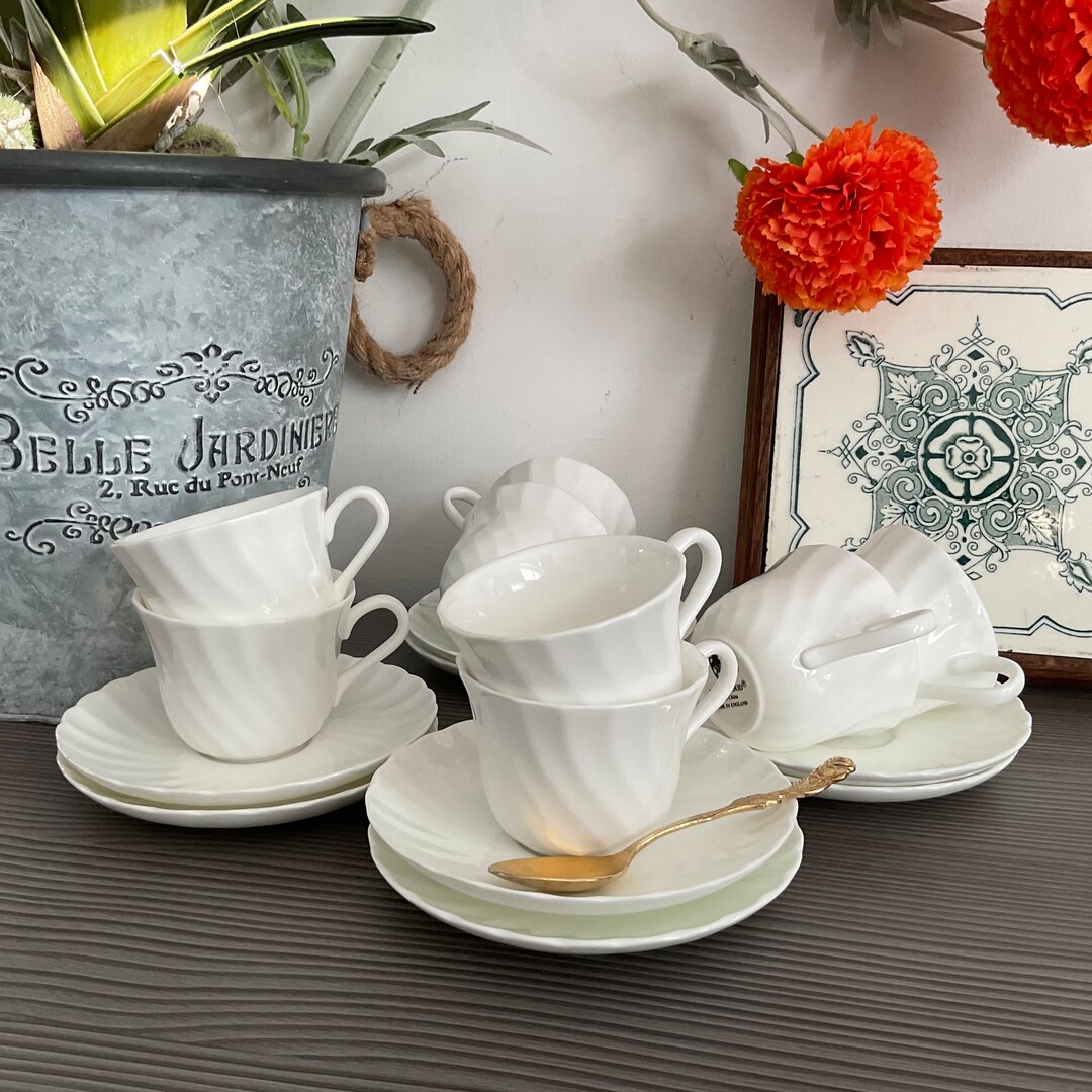 Elegant Wedgwood CANDLELIGHT Espresso Coffee Cup and Saucer, White Bone ...